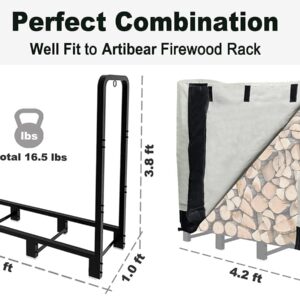 Artibear Firewood Rack Stand 4ft With Log Holder Cover For Outdoor Indoor Fireplace Wood Pile Storage Stacker Organzier