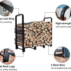 Artibear Firewood Rack Stand 4ft With Log Holder Cover For Outdoor Indoor Fireplace Wood Pile Storage Stacker Organzier