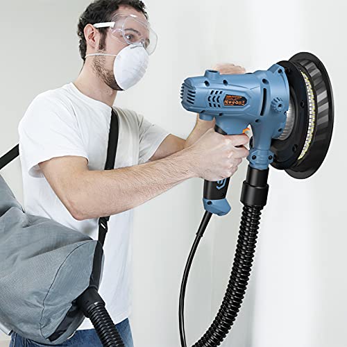 Drywall Sander Handife 7A 800W Electric Foldable Wall Sander, Double-Deck LED Lights Sander, 800-1800RPM Electric Drywall Sander w/Dust-Free Automatic Vacuum System and 12 pcs Sanding Discs (Handheld)