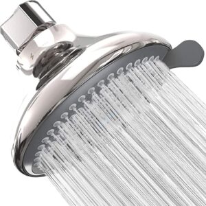 sparkpod high pressure 3-function rain shower head - luxury modern look - 3.75" wide angle rainfall showerhead - no hassle tool-less 1-min installation (luxury polished chrome)