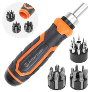 amartisan 22 in 1 ratchet screwdriver set, precision multi-bit ratchet screw drivers, slotted/philips/pozi/torx