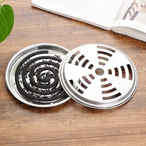 Tkocisa 4 Pack Mosquito Coil Holders, Sandalwood Coil Holder Mosquito Coil Incense Burner with Cover for Outdoor Use, Deck, Patio, Pool Side, Camping, Hiking and Fishing