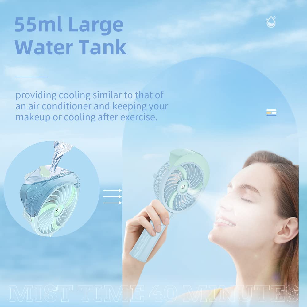 Handheld Misting Fan+ Portable Misting Fan with 55ml Tank