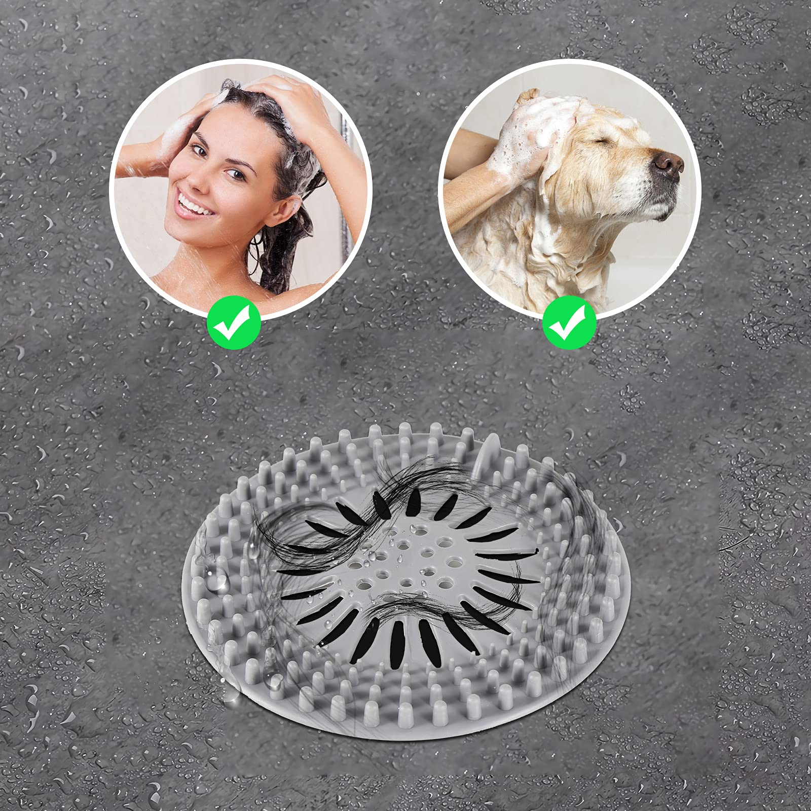 Uigos Hair Catcher Durable Silicone Hair Stopper Shower Drain Covers Easy to Install and Clean Suit for Bathroom Bathtub and Kitchen 4 Pack