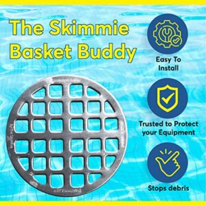 The Skimmie Basket Buddy Grate Keeps Debris from Pump Line - Sacrificial Aluminum Anode Grate Helps Prevent Pool Equipment Corrosion