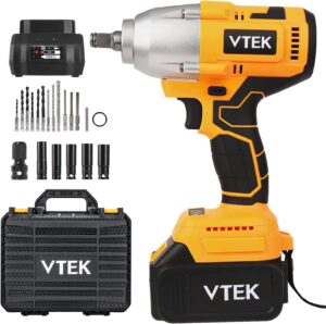 vtek brushless impact wrench 1/2 inch chuck,max torque 700n.m cordless impact wrench 515 ft-lbs,impact gun for car tiers…