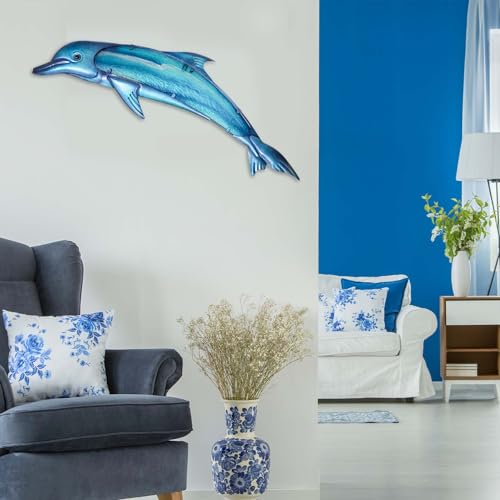 LIFFY Metal Blue Marlin Wall Decor Indoor Metal Fish Wall Art Large Fish Wall Hanging Decorations Ocean Theme Outdoor Wall Decor for Patio,Garden,Yard - 36 Inches Long