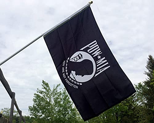 Pow Mia Flag 2x3 Ft Outdoor Heavy Duty Polyester Military Pow Flags Double Sided 3 Ply Banner 200D with Durable Canvas Header and 2 Brass Grommets Pow mia Banner- You are Not Forgotten War Flags