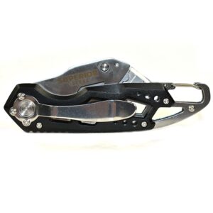 Superior Steel UK752 Folding Utility Pocket Knife Box Cutter with Belt Clip, Easy Release Button, Quick Change and Lock-Back Design - Black