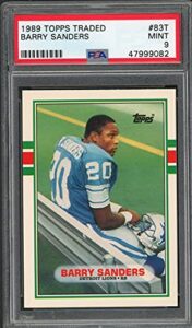 barry sanders 1989 topps traded football rookie card rc #83t graded psa 9