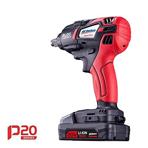 ACDelco ARI20174-PM P20 Series 20V Cordless Li-ion 1/2” 369 ft-lbs. Heavy Duty Brushless Impact Wrench Tool Kit