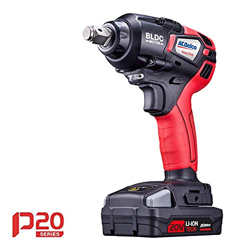 ACDelco ARI20174-PM P20 Series 20V Cordless Li-ion 1/2” 369 ft-lbs. Heavy Duty Brushless Impact Wrench Tool Kit