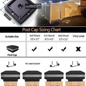 Geyueya Home Solar LED Post Lights Outdoor Garden Waterproof IP65 Square White Landscape Post Cap Lamp for 4x4 5x5 6x6 Wooden Posts in Patio Fence Deck Post Lights Solar Powered, Black (4 Packs)