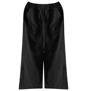 Bravetoshop Womens Wide Leg Palazzo Pants Comfy Elastic Waist Lounge Pants with Pockets Casual Baggy Trousers (Black,M)