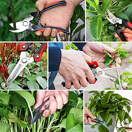 TuHeeHuT Pruning Shears,Gardening Pruning Shears Set,Hand Pruners,Garden Clippers,Garden Scissors Stainless Steel Sharp Blades with Garden Gloves,Storage Bag and Wipe Rag