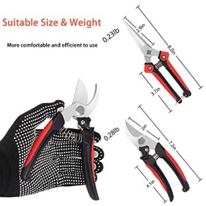 TuHeeHuT Pruning Shears,Gardening Pruning Shears Set,Hand Pruners,Garden Clippers,Garden Scissors Stainless Steel Sharp Blades with Garden Gloves,Storage Bag and Wipe Rag