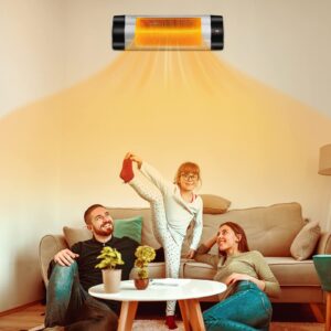 Tangkula 1500W Wall-Mounted Patio Heater, Electric Infrared Heater with 3 Heat Settings, Remote, 24 H Timer & Overheat Protection, IP34 Waterproof Outdoor Heater for Garage, Backyard, Home