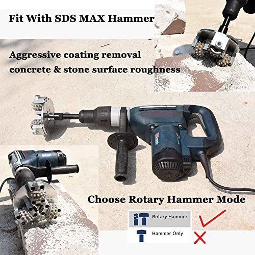 ACTINTOOL SDS Max Concrete Bushing Patch Repair Prepare Bush Hammer Bit for Demolition Hammer and Polisher, SDS Max Coat Removing Stone Concrete Texturing Bushing Hammer Tool(SDS Max Shank)