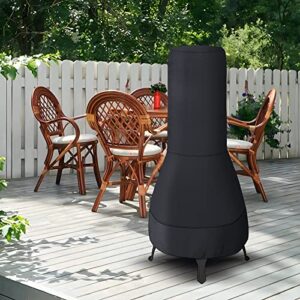 Bicherub Chiminea Cover Waterproof Outdoor Chimney Cover Patio Fire Pit Heater Cover for Garden Backyard 48 x 8 x 24 inch Black