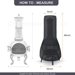 Bicherub Chiminea Cover Waterproof Outdoor Chimney Cover Patio Fire Pit Heater Cover for Garden Backyard 48 x 8 x 24 inch Black