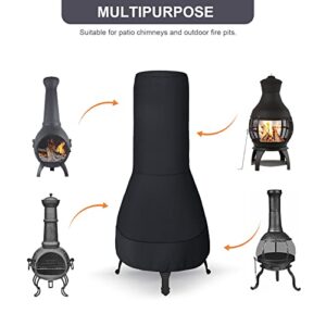 Bicherub Chiminea Cover Waterproof Outdoor Chimney Cover Patio Fire Pit Heater Cover for Garden Backyard 48 x 8 x 24 inch Black