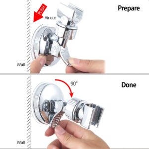 Adjustable Shower Head Holder Bathroom Chrome Wall Mount Strong Suction Handheld Universal Wall Mounted Bracket, No Drilling Required