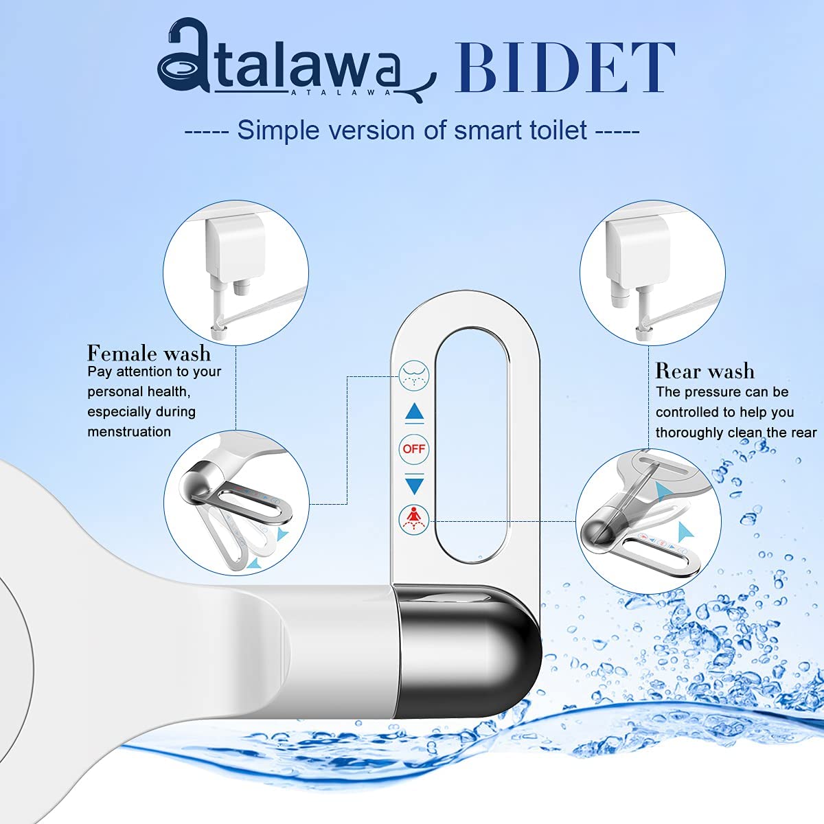 Atalawa Bidet Toilet Seat Attachment Ultra Slim Bidet With Self Cleaning Dual Nozzle Adjustable Water Non Electric Bidet Fresh Water Spray for Sanitary and Feminine Wash