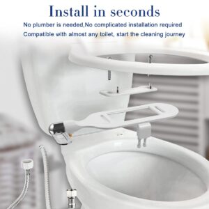 Atalawa Bidet Toilet Seat Attachment Ultra Slim Bidet With Self Cleaning Dual Nozzle Adjustable Water Non Electric Bidet Fresh Water Spray for Sanitary and Feminine Wash