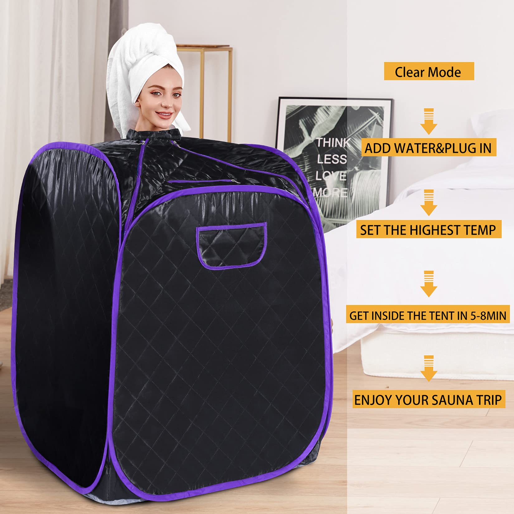 OPPSDECOR Portable Steam Sauna Spa, Personal Indoor Sauna Tent Remote Control&Chair&Timer Included, One Person Sauna for Therapeutic Relaxation Detox at Home