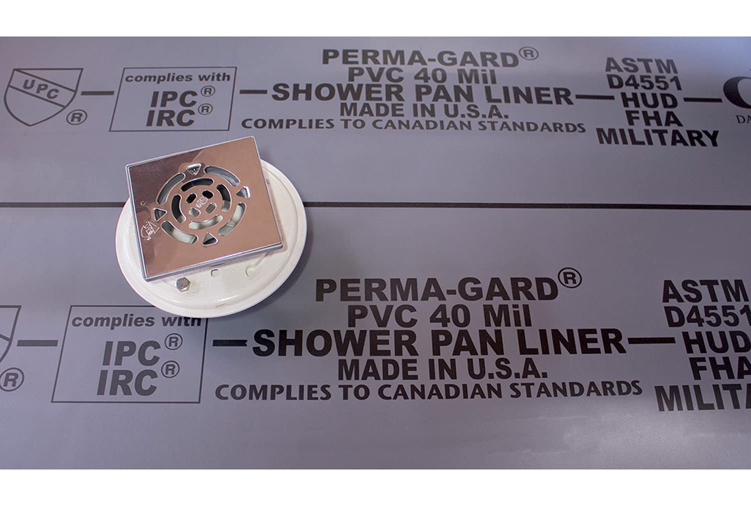 Shower Pan Liner 40 mil PVC Grey 6' x 12'