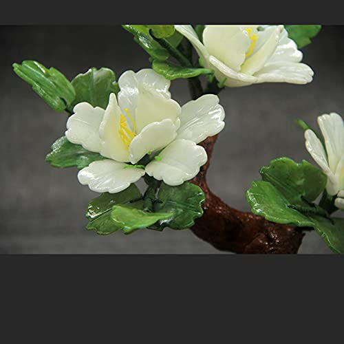 KGDC Bonsai Tree Tabletop Peony Bonsai Tree Jade Bonsai Ornaments Creative Peony Flower Bonsaifor Home Office Table Decor Chinese Feng Shui Decoration Fake Plant Decoration