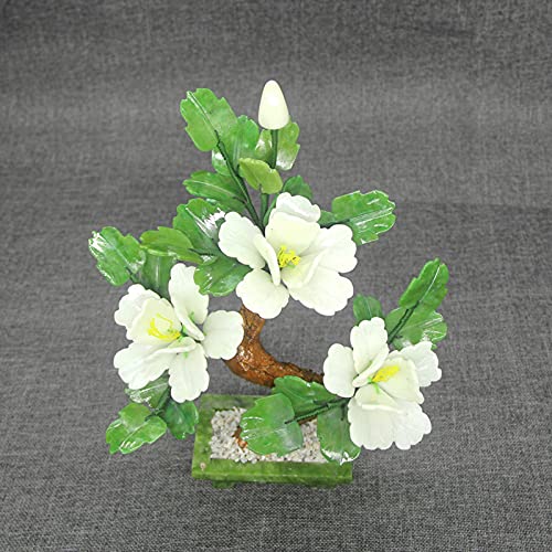 KGDC Bonsai Tree Tabletop Peony Bonsai Tree Jade Bonsai Ornaments Creative Peony Flower Bonsaifor Home Office Table Decor Chinese Feng Shui Decoration Fake Plant Decoration