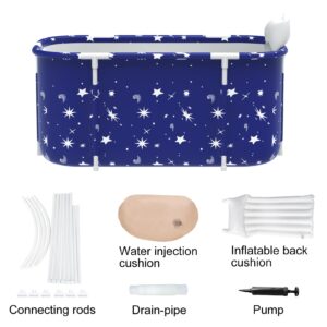 HotMax Portable Bathtub Kit, Foldable Soaking Bathtub for Adults, Freestanding Bathtubs, Hot Bath Tub, Ice Bath, Family Bathroom SPA Tub (Blue)