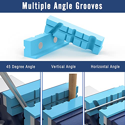 Housolution 5 Inch Magnetic Vise Jaw Pads Covers, 1 Pair Retention Vice Jaw Pads Universal Jaw Covers with Multiple Angle Grooves Design, Vice Soft Jaws for Woodworking, Jewelry Making, Plumbing