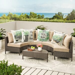 OTOSTAR Waterproof Outdoor Throw Pillow Covers Pack of 4 Spring Decorations for Home Pillow Covers 18x18 Inch Garden Pillowcase Leaf Cushion Case for Summer Holiday Couch Patio Decor (Eucalyptus E)