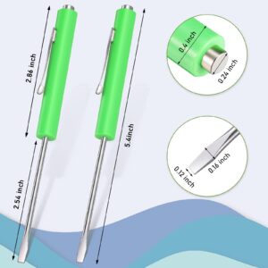 5 Pieces Magnetic Pocket Screwdriver Mini Pocket Screwdriver with Clip Small Slotted Head Screwdriver Tool Set for Home Office Gadgets Repair Tool Mechanics Electricians Technician (Green)