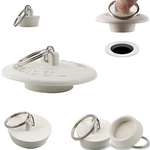 6 Pieces Drain Stopper, Rubber Sink Stopper with Hanging Ring, Drain Plugs for Sinks, Small Sink Stopper for Bathtub, Kitchen, Bathroom and Laundry Sink, 6 Different Sizes, White