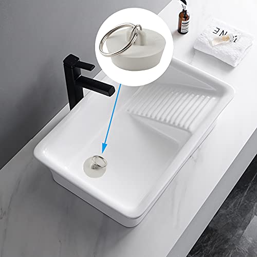 6 Pieces Drain Stopper, Rubber Sink Stopper with Hanging Ring, Drain Plugs for Sinks, Small Sink Stopper for Bathtub, Kitchen, Bathroom and Laundry Sink, 6 Different Sizes, White