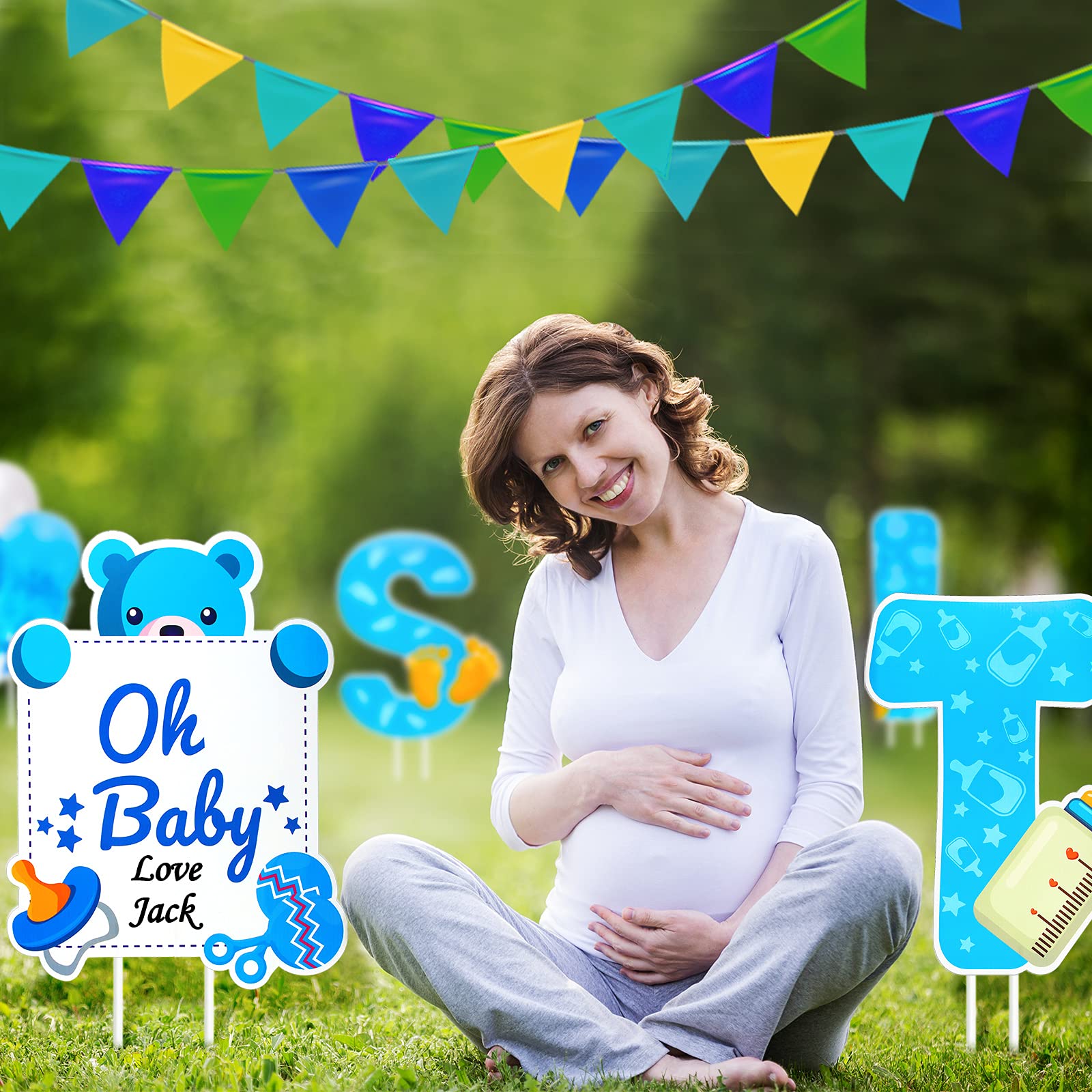 Large Baby Shower Yard Sign It’s a Boy Blue Yard Signs with Stakes 16 Inch Tall Baby Boy Lawn Sign Gender Reveal Outdoor Decoration Welcome Home Newborn Announcement Sign for Party Decorations,11 PCs