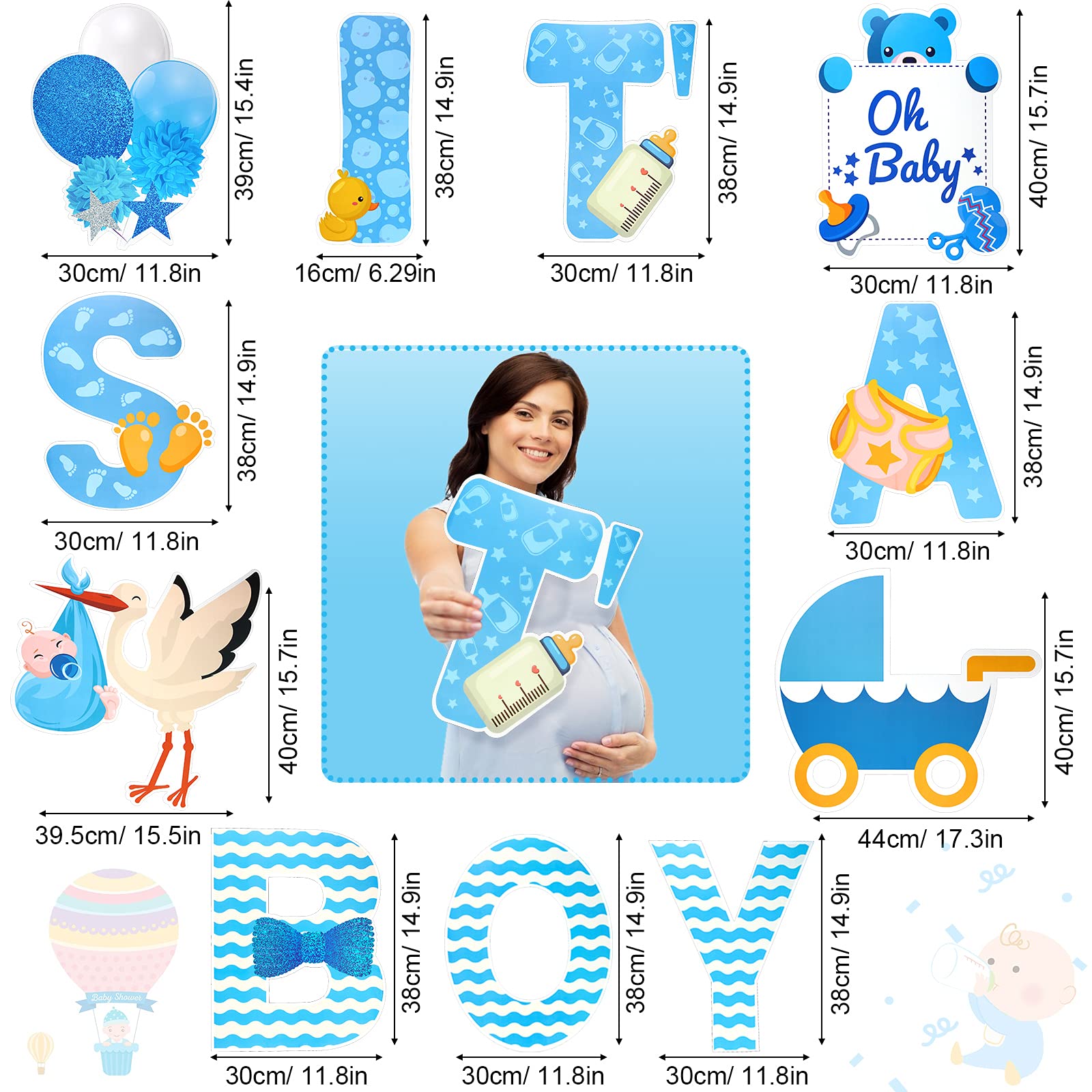 Large Baby Shower Yard Sign It’s a Boy Blue Yard Signs with Stakes 16 Inch Tall Baby Boy Lawn Sign Gender Reveal Outdoor Decoration Welcome Home Newborn Announcement Sign for Party Decorations,11 PCs