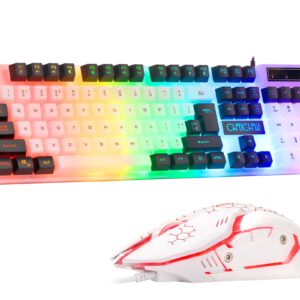 CHONCHOW Gaming Wired Keyboard and Mouse Combo Backlit Rainbow RGB Full-Size Mechanical Feeling Key Board 3600 DPI Mice for Game Office Home