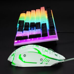 CHONCHOW Gaming Wired Keyboard and Mouse Combo Backlit Rainbow RGB Full-Size Mechanical Feeling Key Board 3600 DPI Mice for Game Office Home