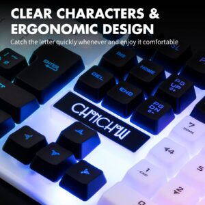 CHONCHOW Gaming Wired Keyboard and Mouse Combo Backlit Rainbow RGB Full-Size Mechanical Feeling Key Board 3600 DPI Mice for Game Office Home