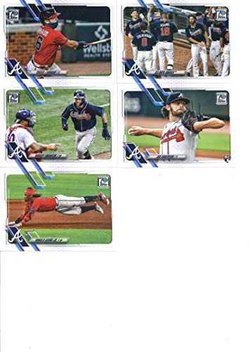 2021 Topps Complete (Series 1 & 2) Atlanta Braves Team Set of 25 Cards which includes: Max Fried(#9), A Playful Bout of Juniors(#61), Travis d'Arnaud(#101), Austin Riley(#111), Freddie Freeman(#120), Cristian Pache(#187), Atlanta Braves(#194), Mike Foltyn