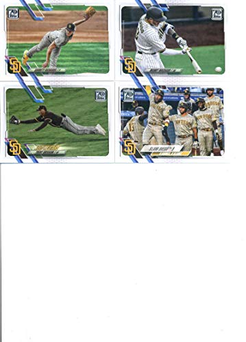 2021 Topps Complete (Series 1 & 2) San Diego Padres Team Set of 26 Cards: Fernando Tatis Jr.(#1), Mitch Moreland(#38), Garrett Richards(#140), Manny Machado(#192), Luis Patiño(#205), Francisco Mejia(#248), Trent Grisham(#249), Chris Paddack(#259), Mike Cl