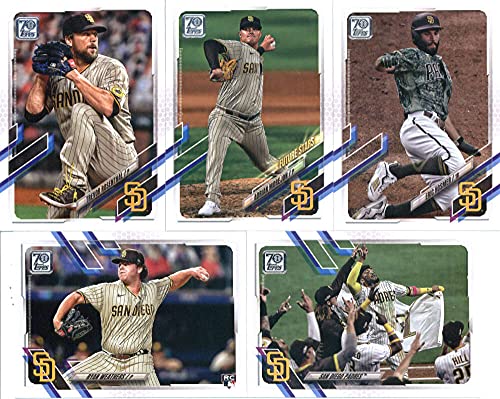 2021 Topps Complete (Series 1 & 2) San Diego Padres Team Set of 26 Cards: Fernando Tatis Jr.(#1), Mitch Moreland(#38), Garrett Richards(#140), Manny Machado(#192), Luis Patiño(#205), Francisco Mejia(#248), Trent Grisham(#249), Chris Paddack(#259), Mike Cl