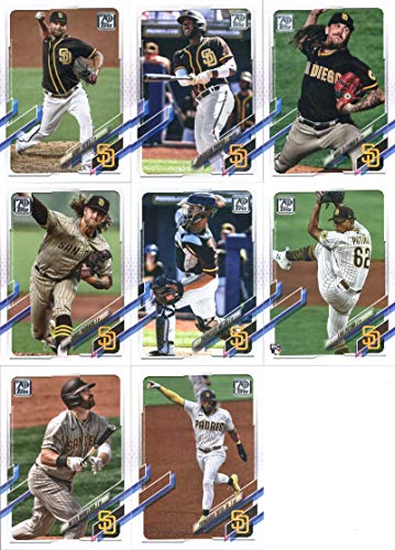 2021 Topps Complete (Series 1 & 2) San Diego Padres Team Set of 26 Cards: Fernando Tatis Jr.(#1), Mitch Moreland(#38), Garrett Richards(#140), Manny Machado(#192), Luis Patiño(#205), Francisco Mejia(#248), Trent Grisham(#249), Chris Paddack(#259), Mike Cl