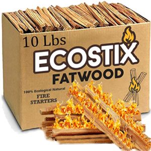 approx. 120 eco-stix fatwood starter kindling firewood sticks wood stoves camping firestarter fire pit bbq, 10 lbs