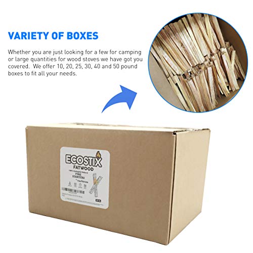 Approx. 120 Eco-Stix Fatwood Starter Kindling Firewood Sticks Wood Stoves Camping Firestarter Fire Pit BBQ, 10 Lbs