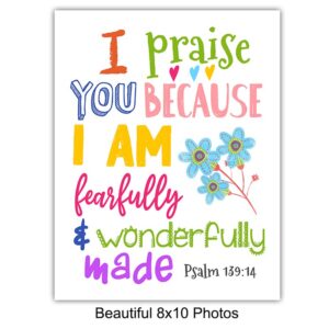 Religious Wall Art - Bible Verse Wall Decor - Christian Wall Decor - Scripture Wall Art - Psalms, Proverbs - God Wall Decor - Spiritual Inspirational Christian Gifts for Women - Girls Bedroom Decor